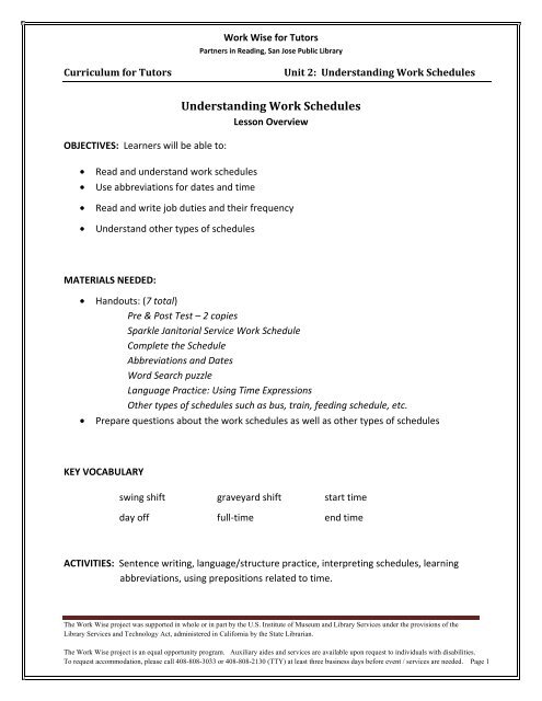 Lesson Plan - California Library Literacy Services