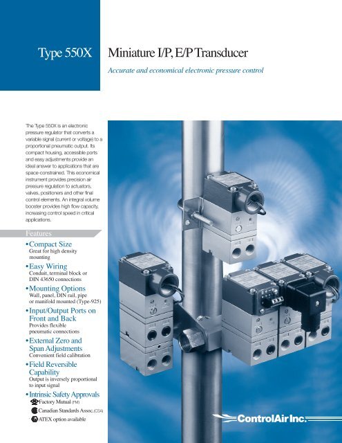 Type 550X Miniature I/P, E/P Transducer - ControlAir Inc.