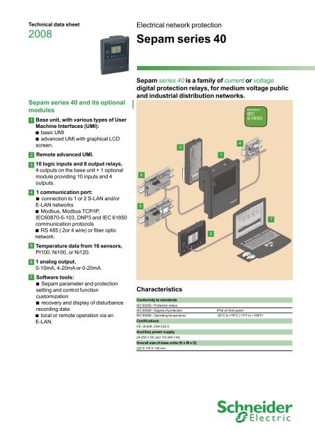 catalog protection relay sepam 40 datasheet - Schneider Electric
