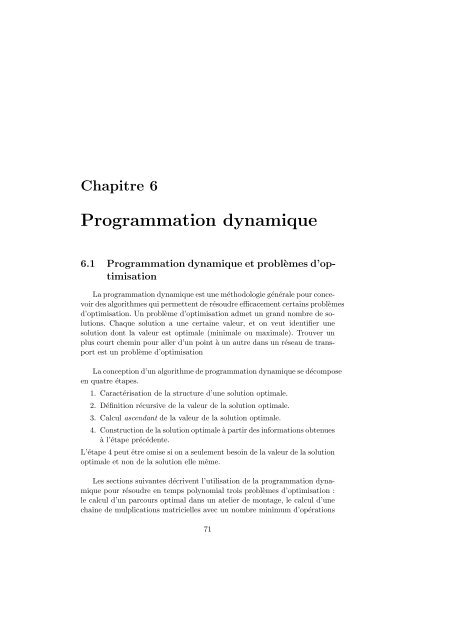 Chapitre 6 : programmation dynamique