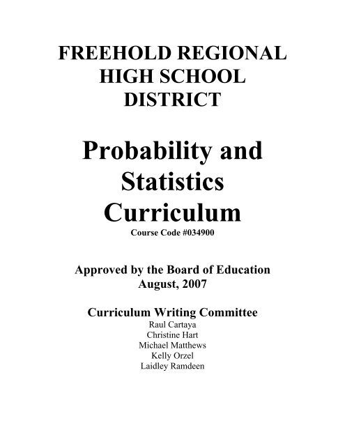 Curriculum Guide - Freehold Regional High School District
