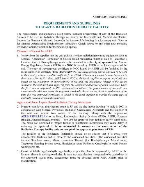 aerb/rsd/rt/guidelines - Atomic Energy Regulatory Board