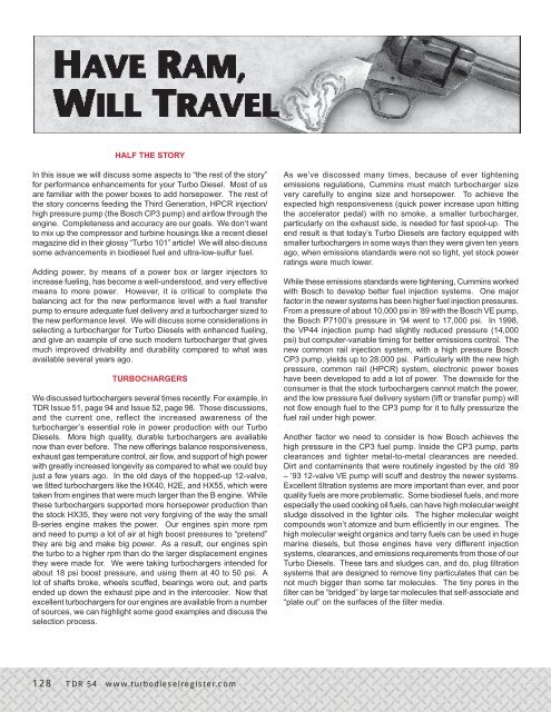 Turbochargers/Fuel/FASS Fuel Pump - Turbo Diesel Register