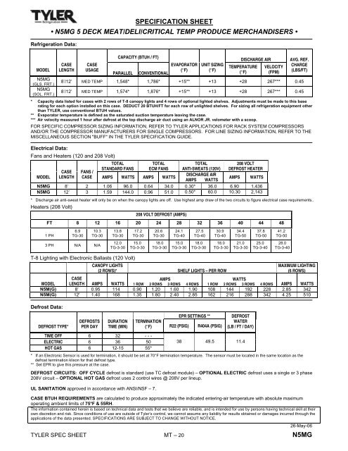 SPECIFICATION SHEET N5MG â ¢ N5MG 5 DECK MEAT ... - Salvex