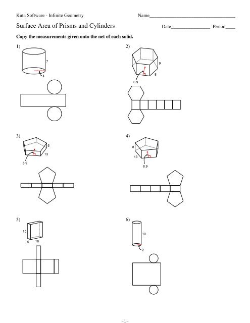 10 Surface Area Of Prisms And Cylinders Kuta Software 10 Surface Area Of Prisms And Cylinders Kuta Software