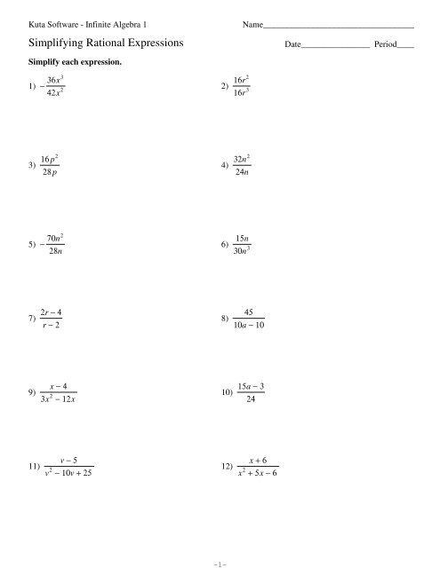 Simplifying Fractions Worksheet Pdf Kuta Thekidsworksheet