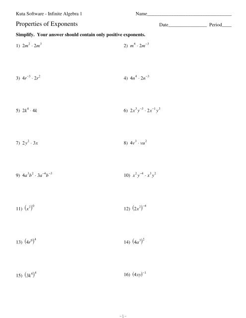 Properties Of Exponents Kuta Software Properties Of Exponents Kuta Software