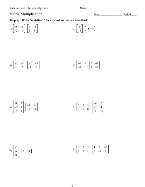 4 3 Practice Multiplying Matrices Answers Douglas Sutton s 
