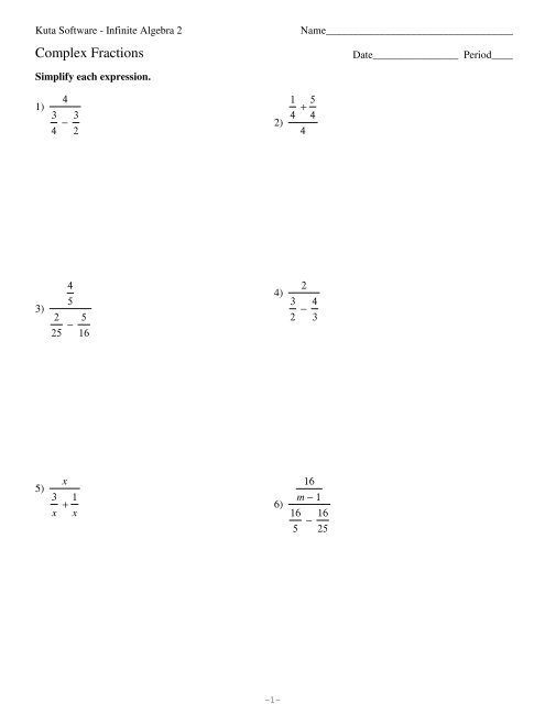 Complex Fractions Kuta Software
