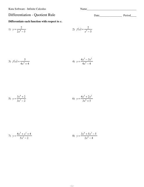 03 - Quotient Rule - Kuta Software 03 - Quotient Rule - Kuta Software
