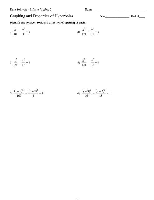 Graphing and Properties of Hyperbolas.pdf - Kuta Software