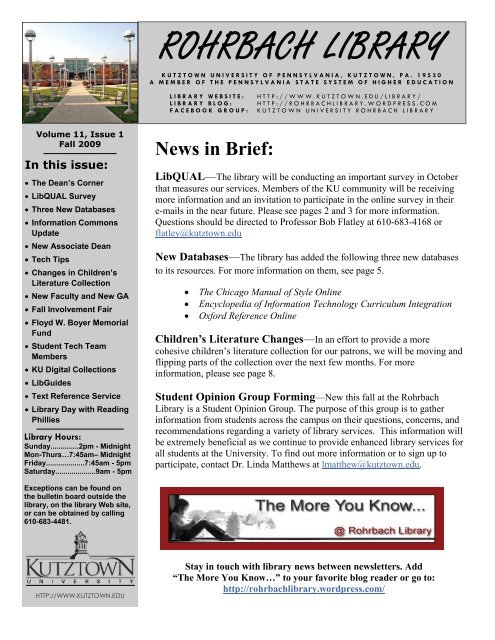 ROHRBACH LIBRARY - Kutztown University