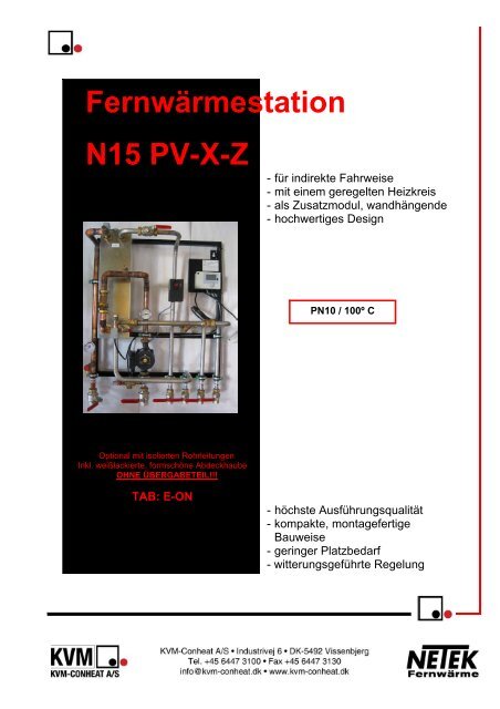 FernwÃ¤rmestation N15 PV-X-Z - KVM-Conheat