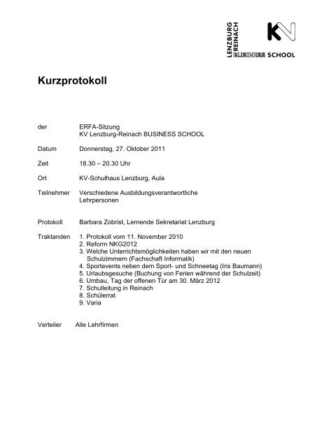Kurzprotokoll 2011 [PDF, 135 KB] - KV Lenzburg Reinach