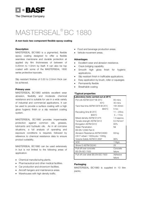 Datasheet - Masterseal BC 1880 - BASF Construction Chemicals