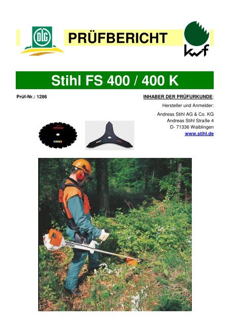 PRÃ FBERICHT Stihl FS 400 / 400 K