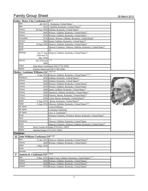 CASTLEMAN, Henry Clay - Kentucky Kinfolk