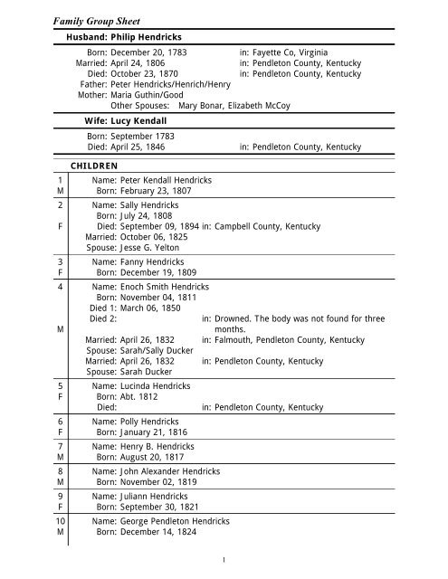 HENDRICKS, Phillip - Kentucky Kinfolk