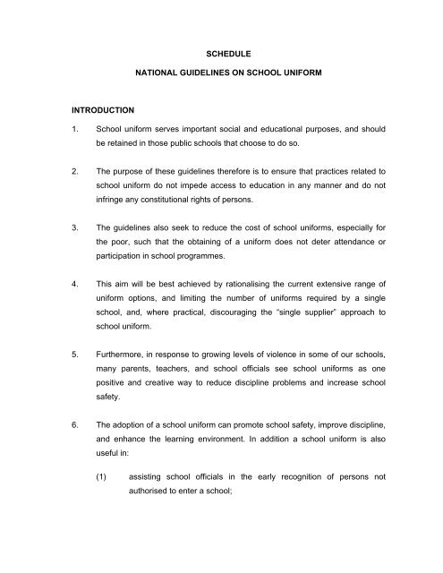 National Guidelines on School Uniforms - Department of Basic ...