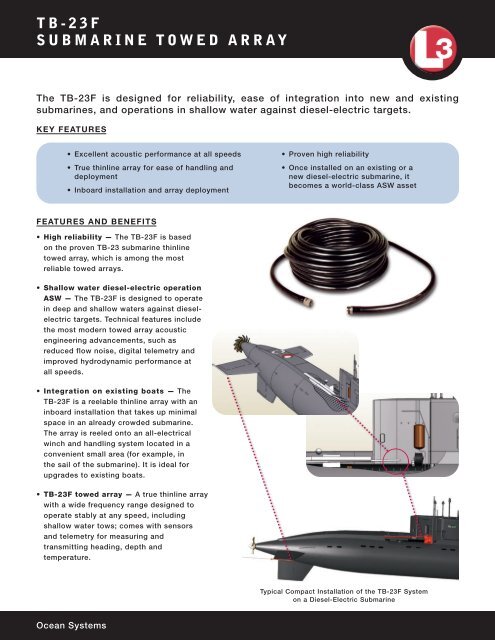 TB-23F SUBMARINE TOWED ARRAY - L-3 Marine & Power Systems