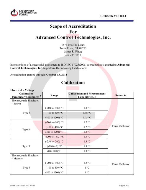 Calibration - Laboratory Accreditation Bureau