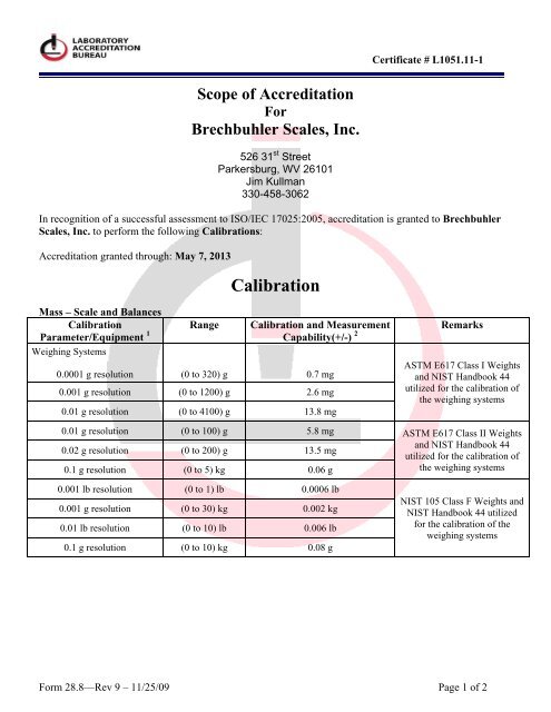 Calibration - Laboratory Accreditation Bureau