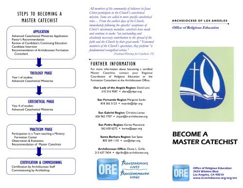 BECOME A MASTER CATECHIST - the Archdiocese of Los Angeles