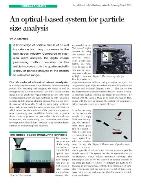 An optical-based system for particle size analysis - Lab International