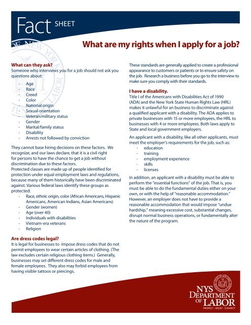 What are my rights when I apply for a job? - New York State ...