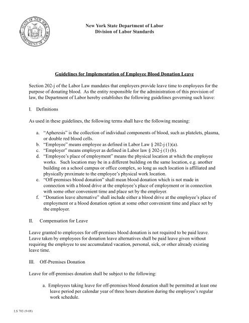 Guidelines for Implementation of Employee Blood Donation Leave ...