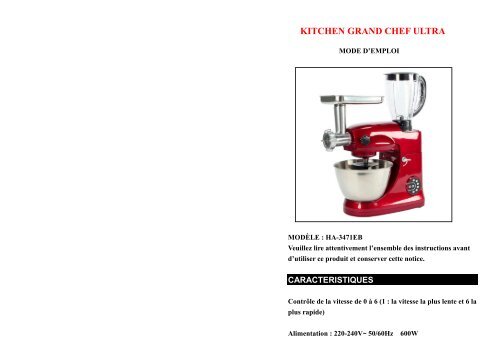 KITCHEN GRAND CHEF ULTRA MODÃ LE : HA ... - M6 Boutique