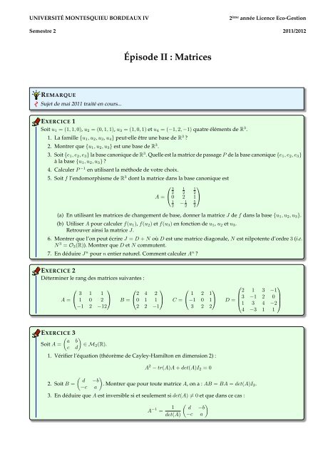 Â´Episode II : Matrices - LaBRI