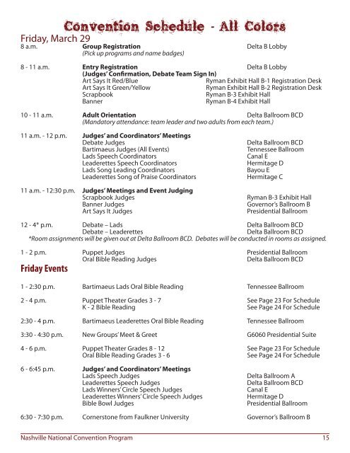 Convention Schedule - All Colors - Lads to Leaders