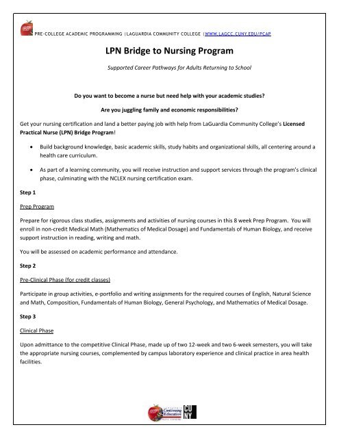 LPN Bridge to Nursing Program - LaGuardia Community College ...
