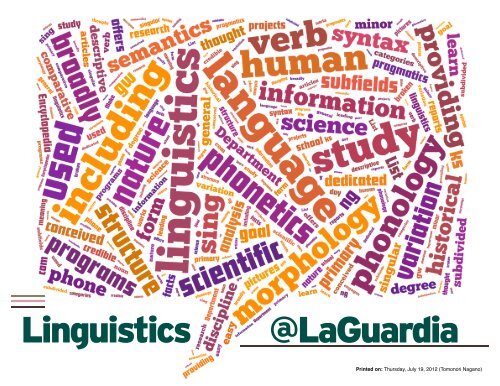 Linguistic courses flyer - LaGuardia Community College - CUNY