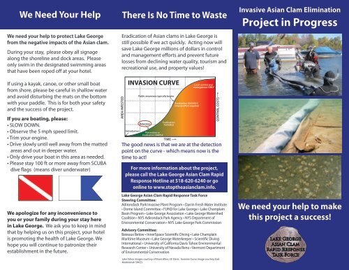 Asian Clam Brochure for Hotel Guests - Lake George Association