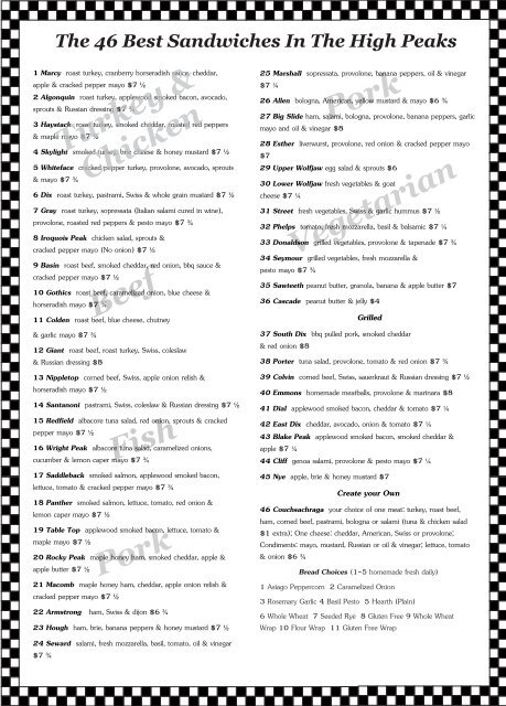 Simply Gourmet - Lake Placid Restaurants Menus