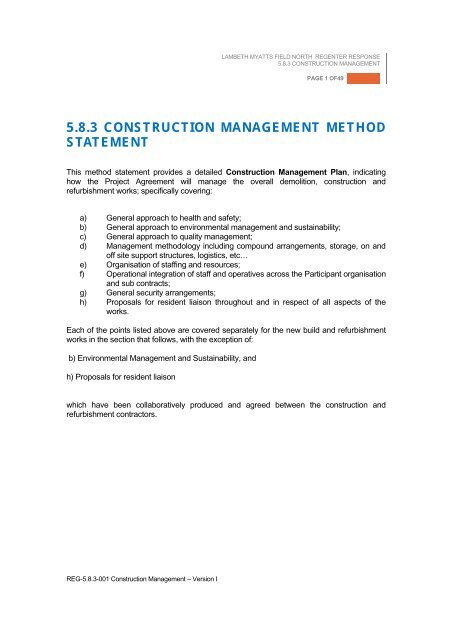 5.8.3 construction management method statement - Lambeth Council