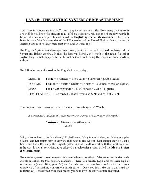 LAB 1B: THE METRIC SYSTEM OF MEASUREMENT - Los Angeles ...