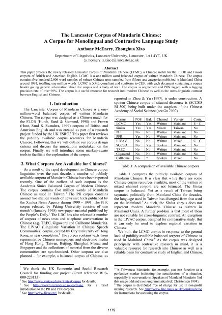 The Lancaster Corpus of Mandarin Chinese: A Corpus for ...