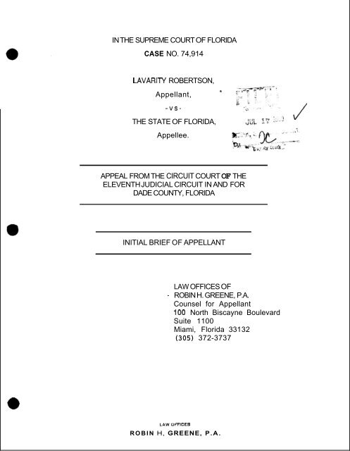 Initial Brief of Appellant - Florida State University College of Law