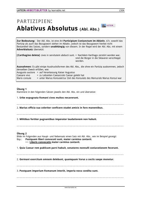 Ablativus Absolutus (Abl. Abs.) - Learnable