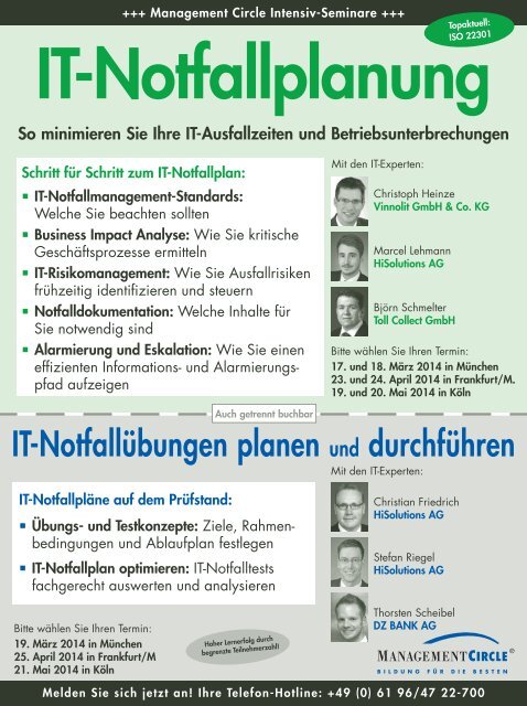 Seminar: IT-Notfallplanung - Management Circle AG