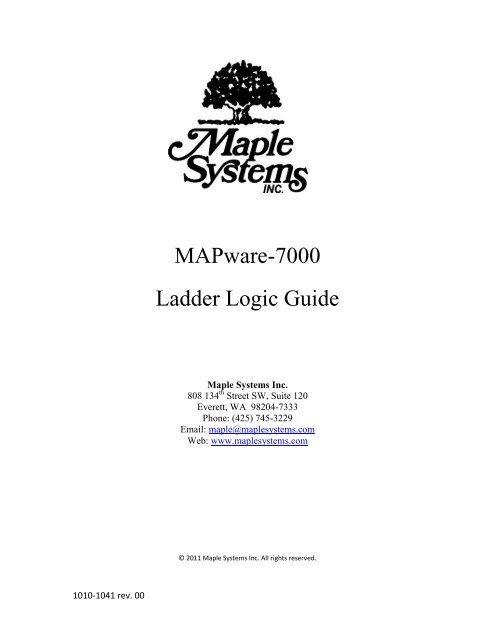 MAPware-7000 Ladder Logic Guide - Maple Systems