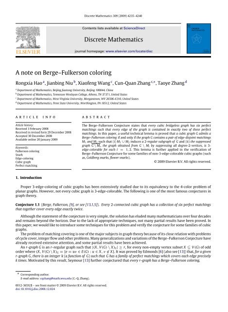 Discrete Mathematics A note on Berge–Fulkerson coloring