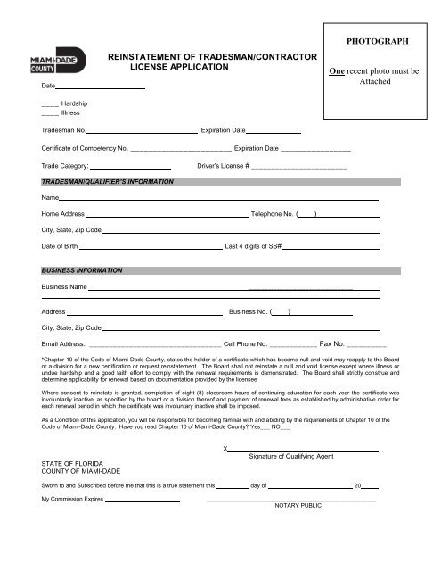 Reinstatement - Miami-Dade Portal