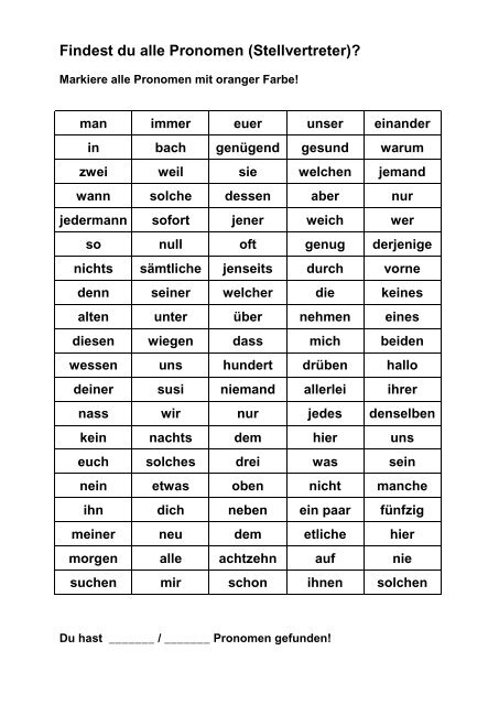 Pronomen komplett 5. Klasse - Mittelstufeutzenstorf.ch