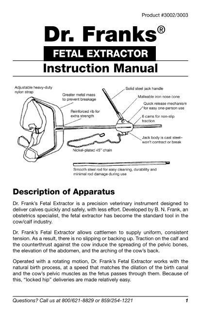 Dr. Franks Fetal Extractor Instruction Manual - Neogen Corporation