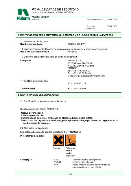 FICHA DE DATOS DE SEGURIDAD - Nufarm
