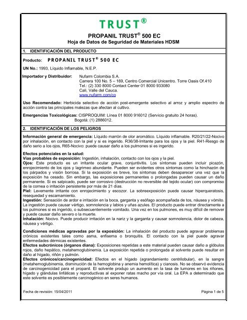 PROPANIL TRUST 500 EC - Nufarm